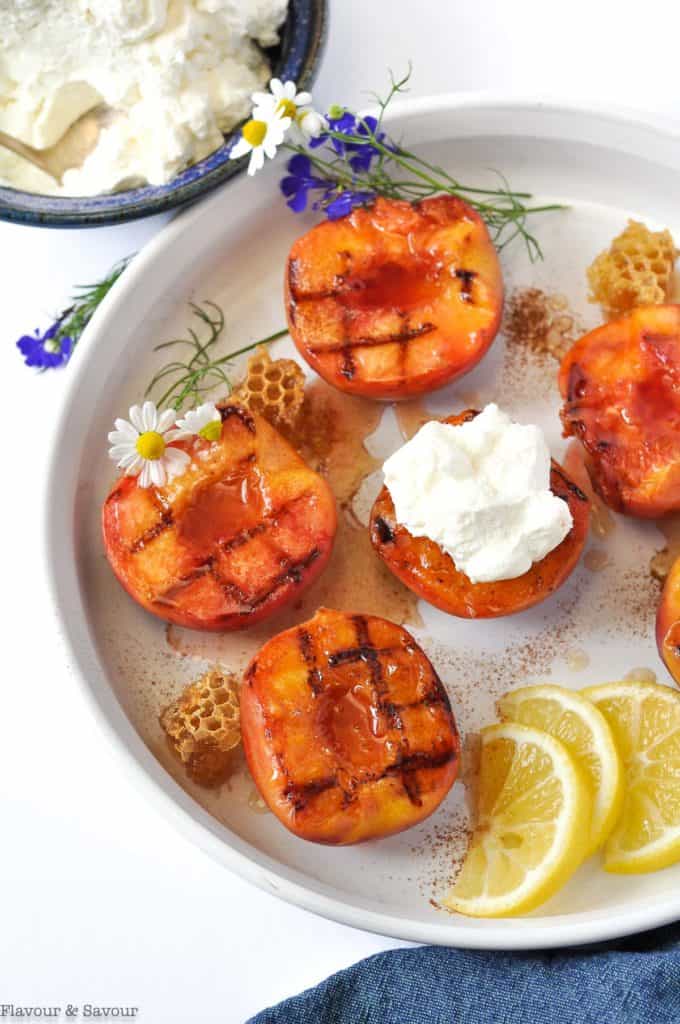 Grilled Peaches with Honey-Lemon Drizzle - Flavour and Savour