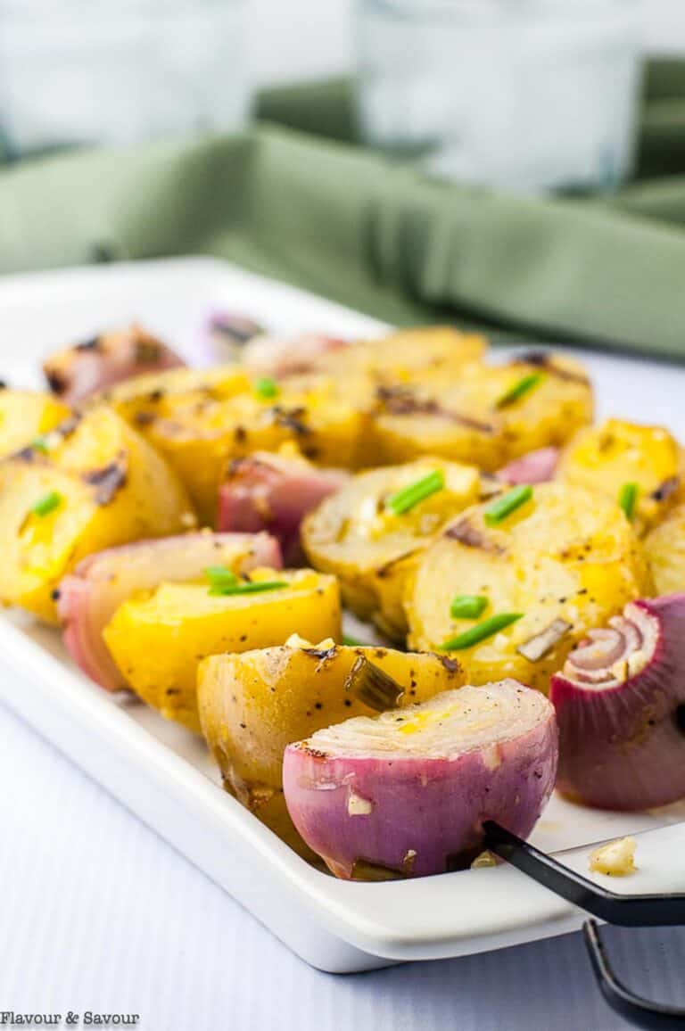 Grilled Lemon Garlic Potato Kabobs - Flavour and Savour
