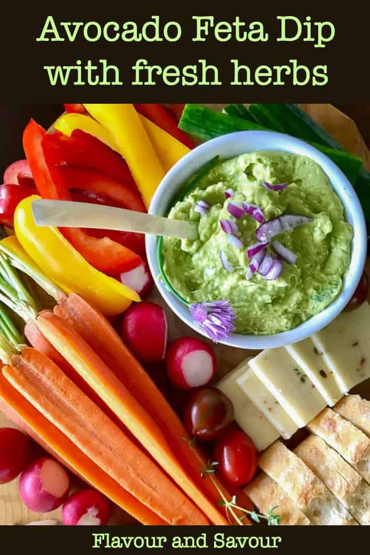 Avocado Feta Dip with Basil and Fresh Herbs - Flavour and Savour