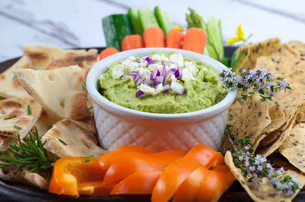 Avocado Feta Dip with Basil and Fresh Herbs - Flavour and Savour