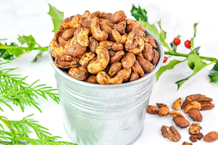 Sweet and Spicy Gingerbread Spiced Nuts - Flavour and Savour
