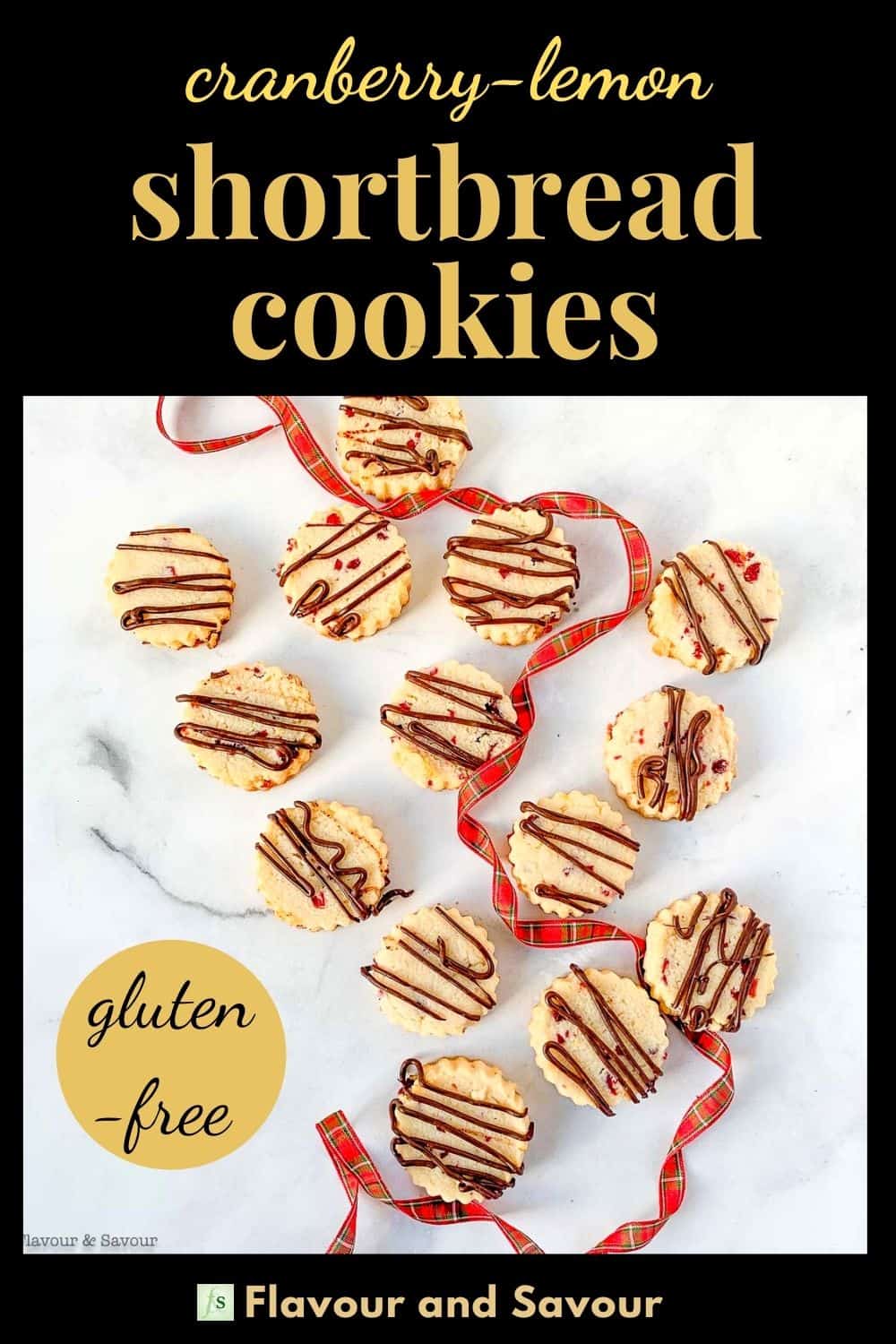 Cranberry Lemon Almond Shortbread Cookies - Flavour and Savour