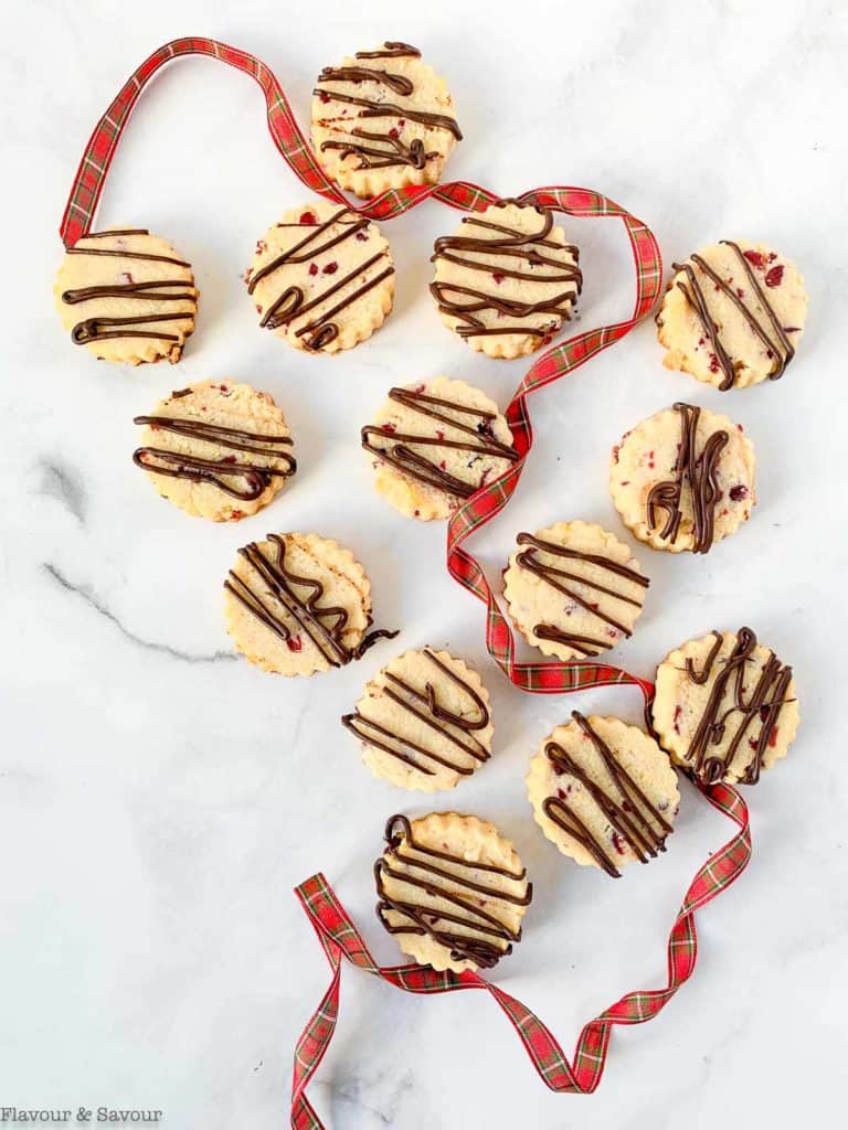 Cranberry Lemon Almond Shortbread Cookies - Flavour and Savour