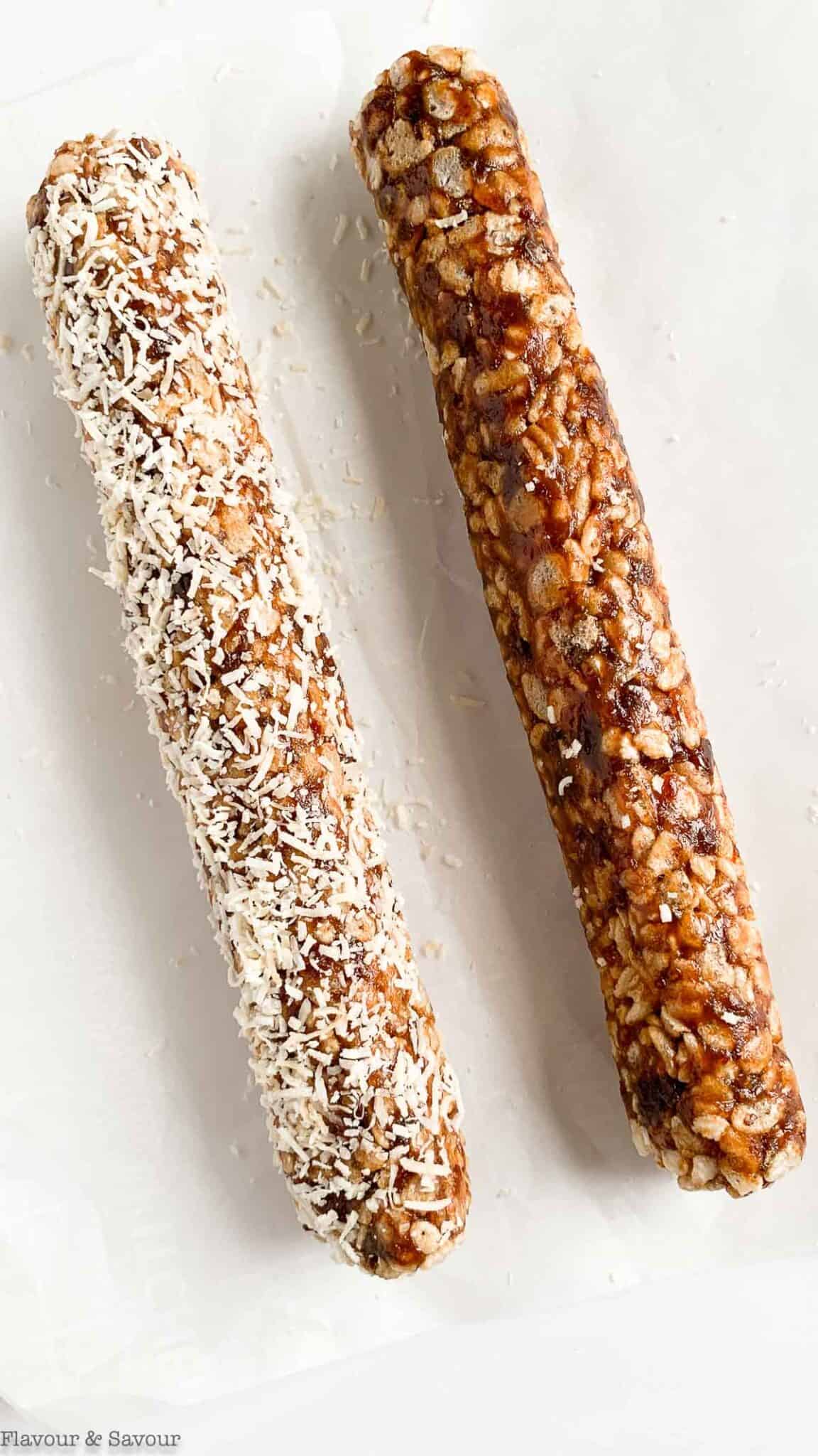 No-Bake Coconut Date Logs without Nuts - Flavour and Savour