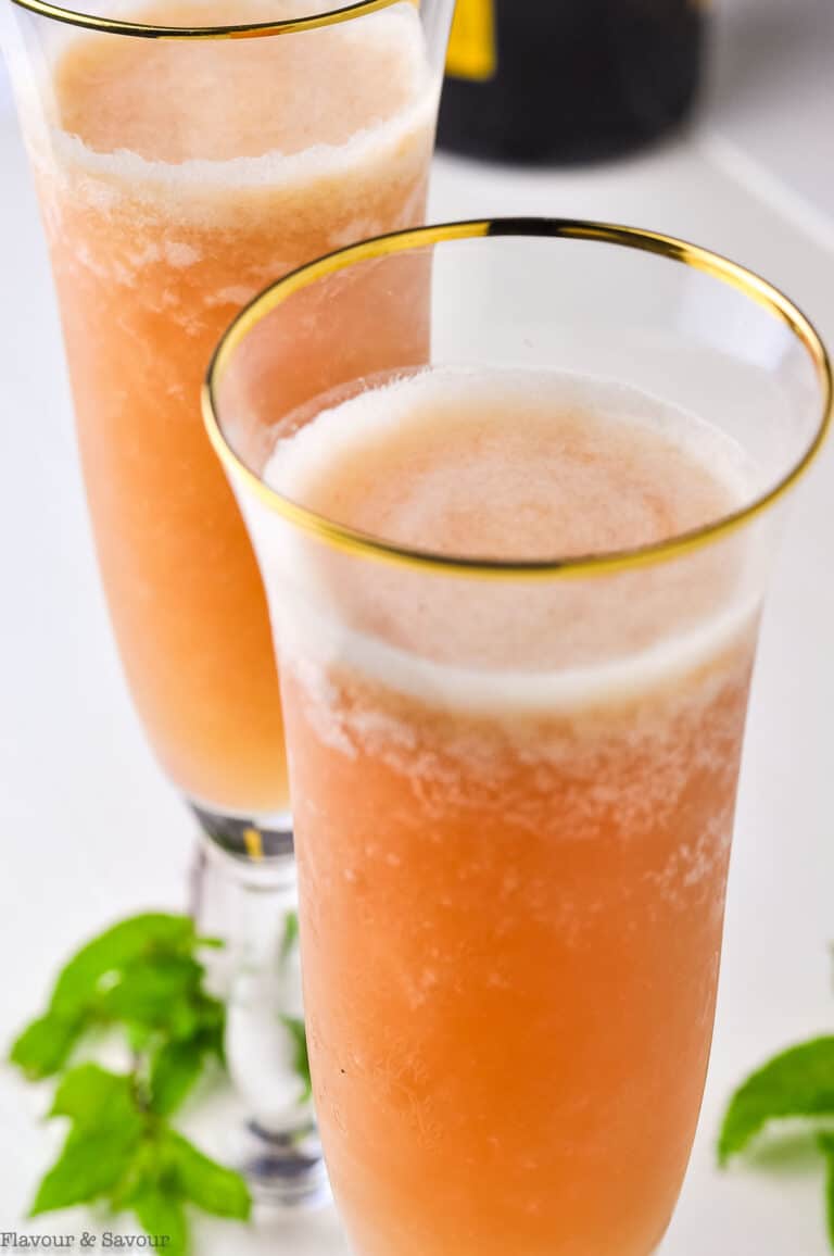 Rhubarb Bellini Prosecco Cocktail - Flavour and Savour