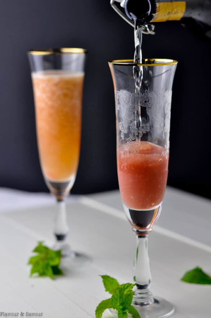 Rhubarb Bellini Prosecco Cocktail - Flavour and Savour
