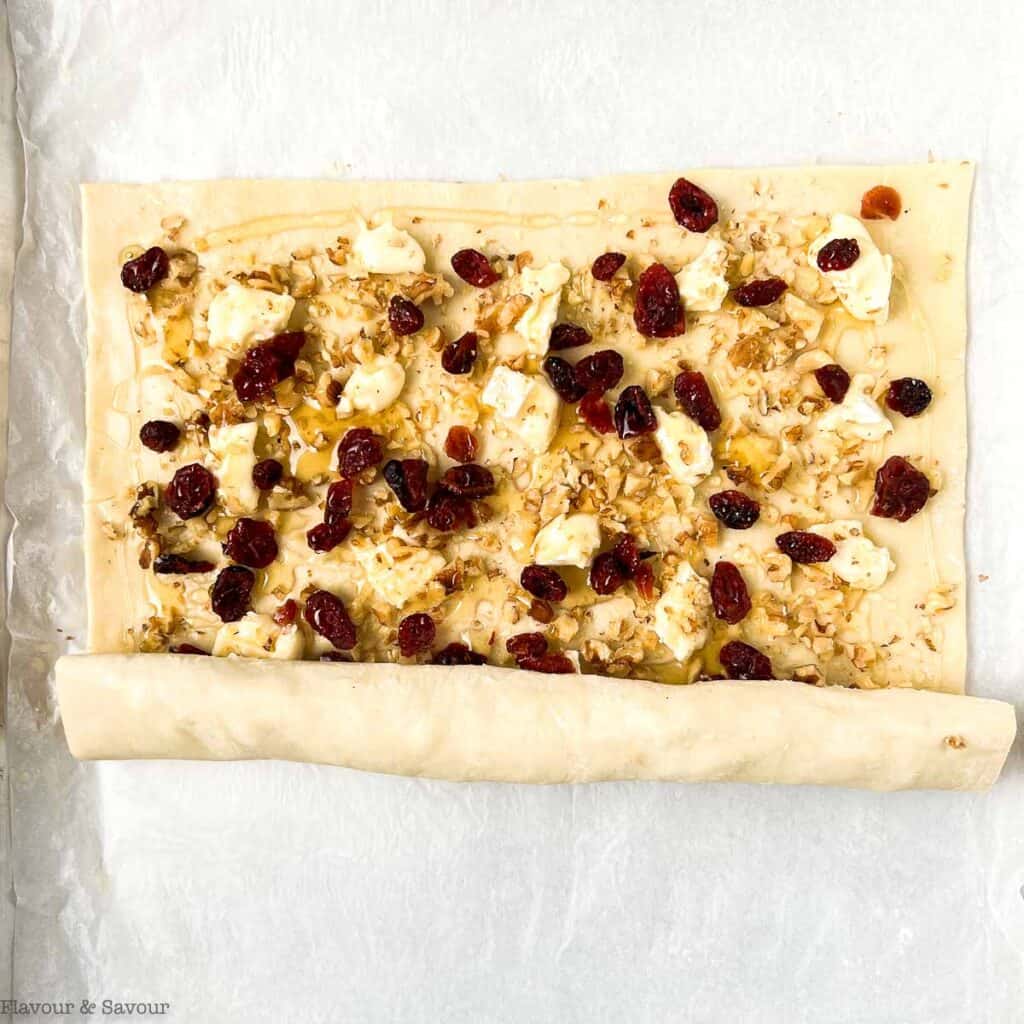 Puff Pastry Cranberry Brie Pinwheels - Flavour and Savour