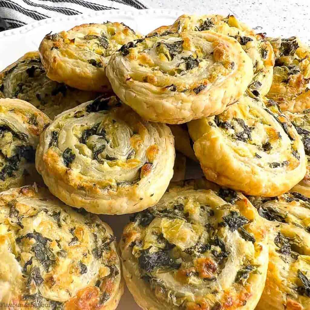 Puff Pastry Spinach Artichoke Pinwheels - Flavour and Savour