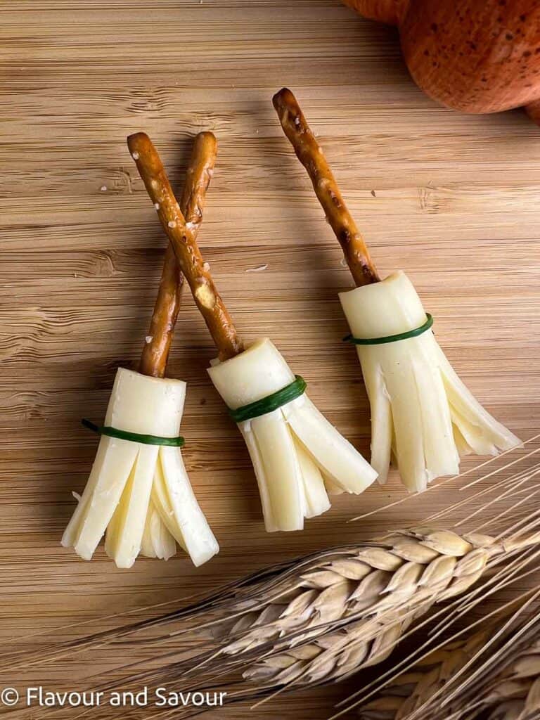 Halloween Pretzel Cheese Witches' Broomsticks - Flavour and Savour