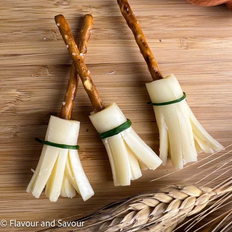 Halloween Pretzel Cheese Witches' Broomsticks - Flavour and Savour