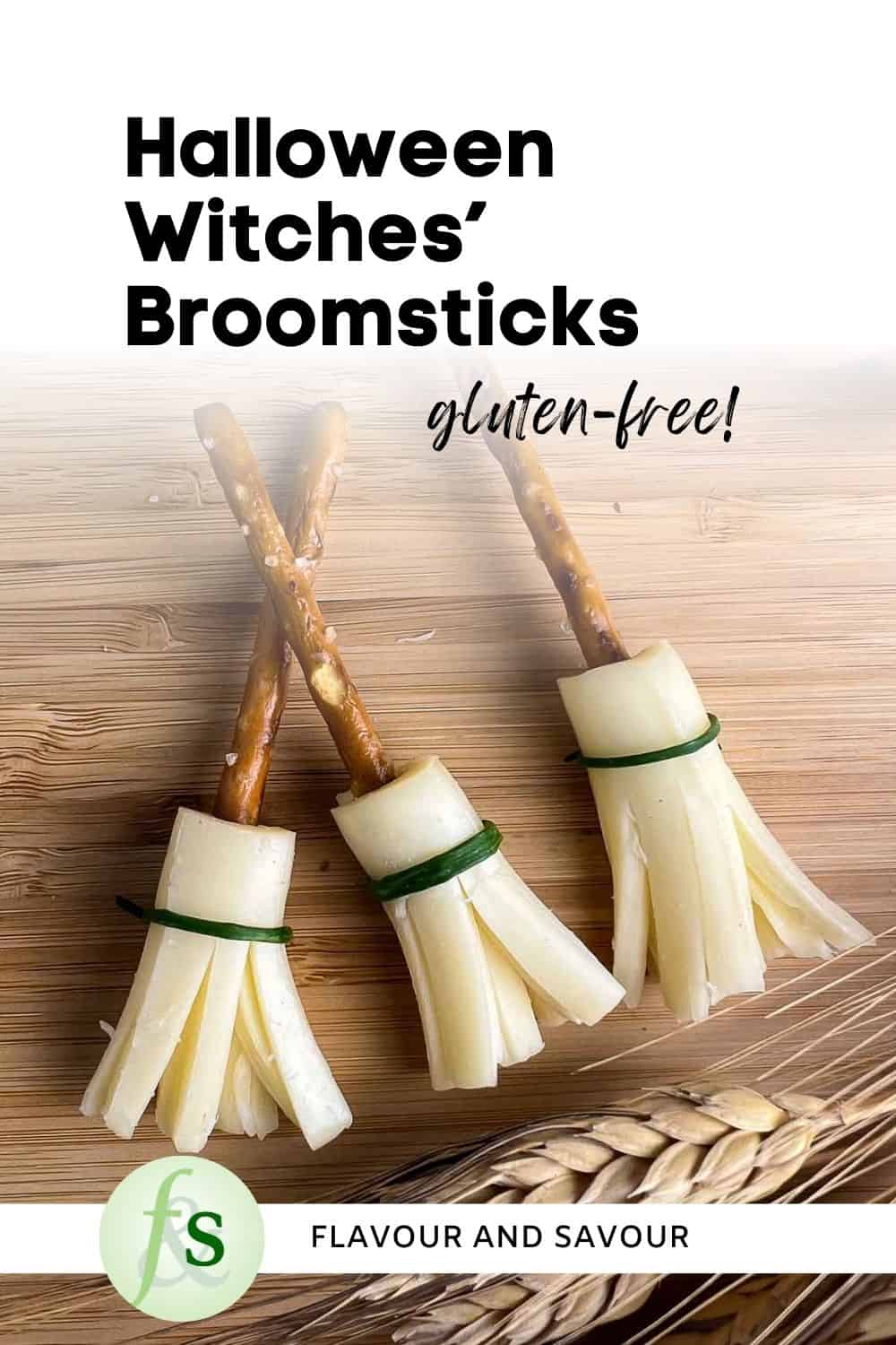 Halloween Pretzel Cheese Witches' Broomsticks - Flavour and Savour